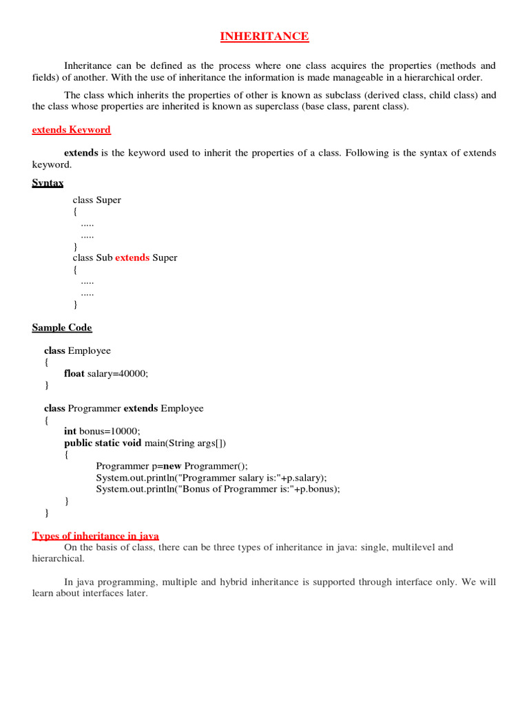 Bsc Iii Nep Java Unit 3 Pdf Inheritance Object Oriented Programming Method Computer