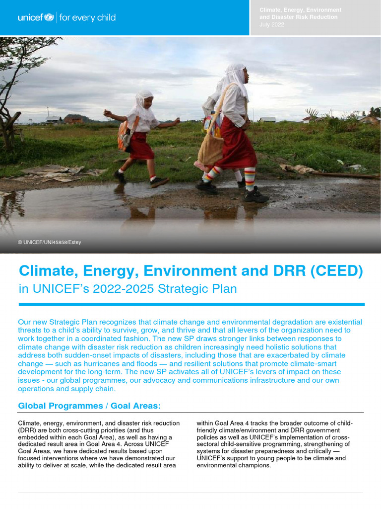 CEED Themes in UNICEF's 2022-2025 Strategic Plan | PDF | Disaster Risk ...