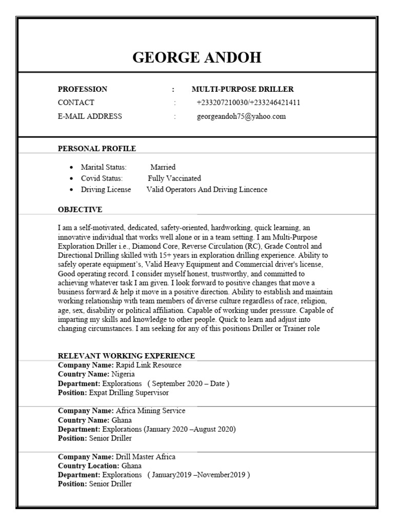 George Andoh-Driller CV | PDF | Ghana
