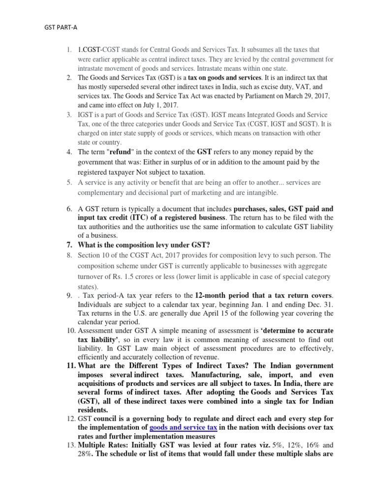 Notes Gst Pdf Taxes Indirect Tax