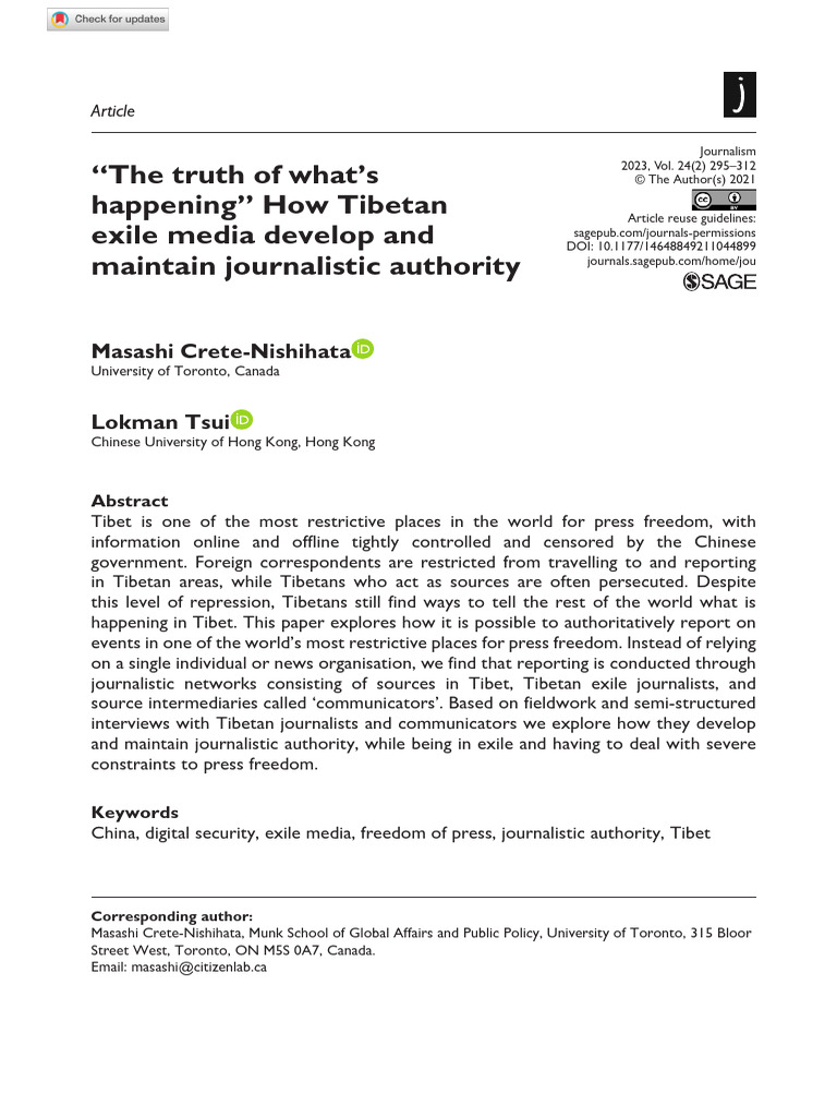 Masashi Creete-Nishihata Tibetan Exile Media Journalistic | PDF | News ...