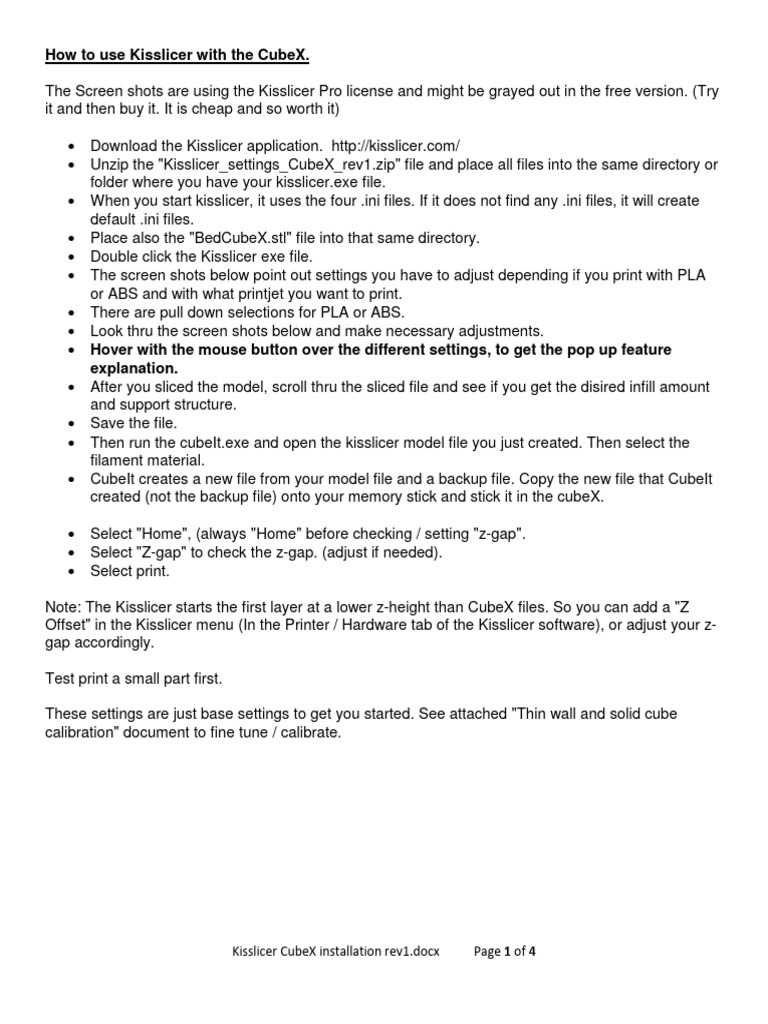 Kisslicer CubeX Installation Rev1 | PDF | Computer File | Computing