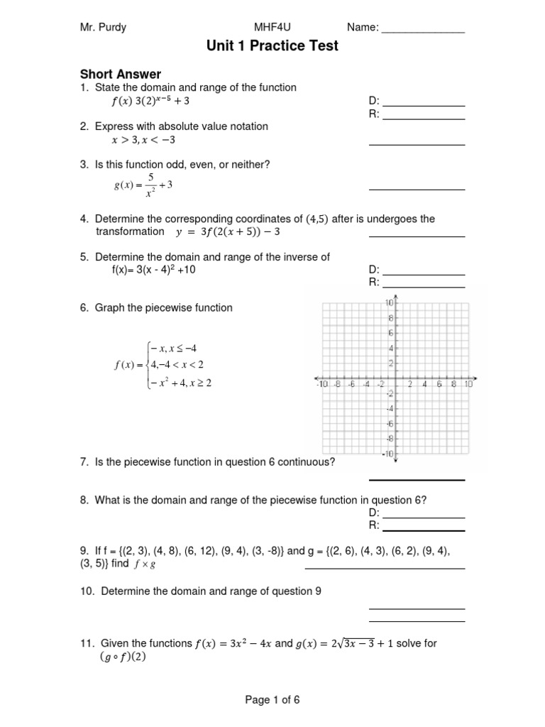 Chapter 1 Practice Test 1 | PDF | Mathematics | Mathematical Analysis