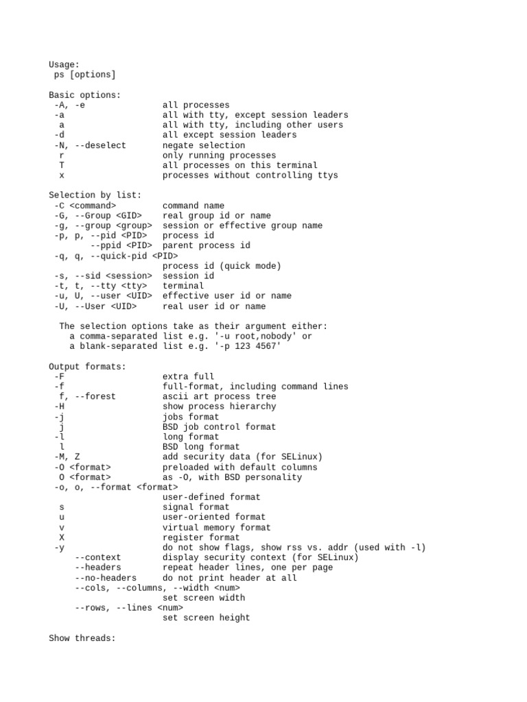 PS Commands | Download Free PDF | Computer Terminal | System Software