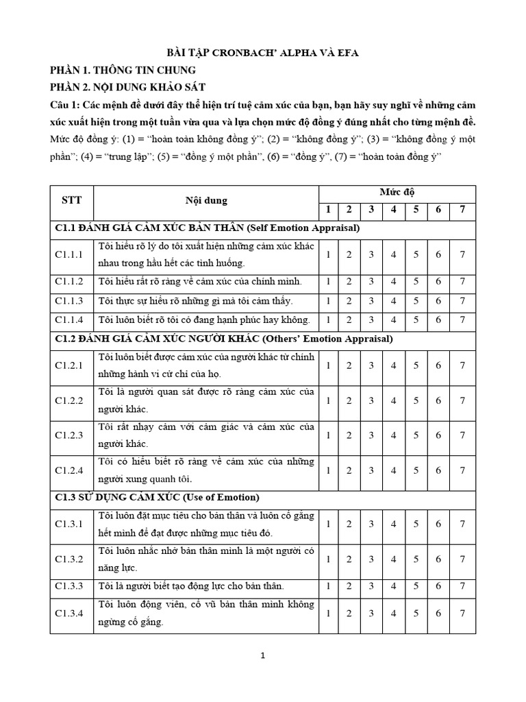 Bai Tap Cronbach Alpha _ EFA | PDF