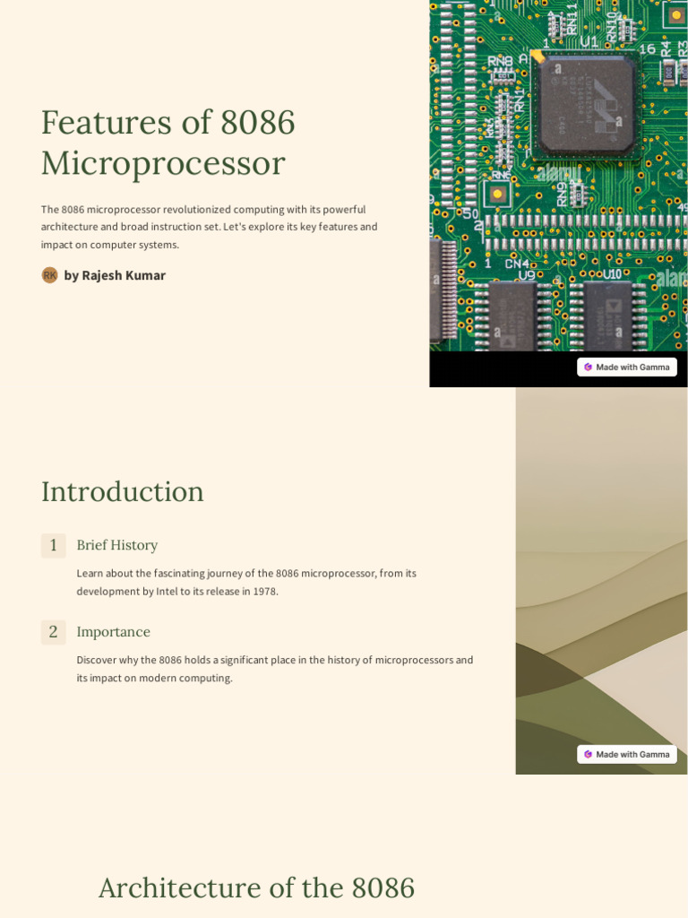 Features of 8086 Microprocessor | PDF | Central Processing Unit | Computer Architecture
