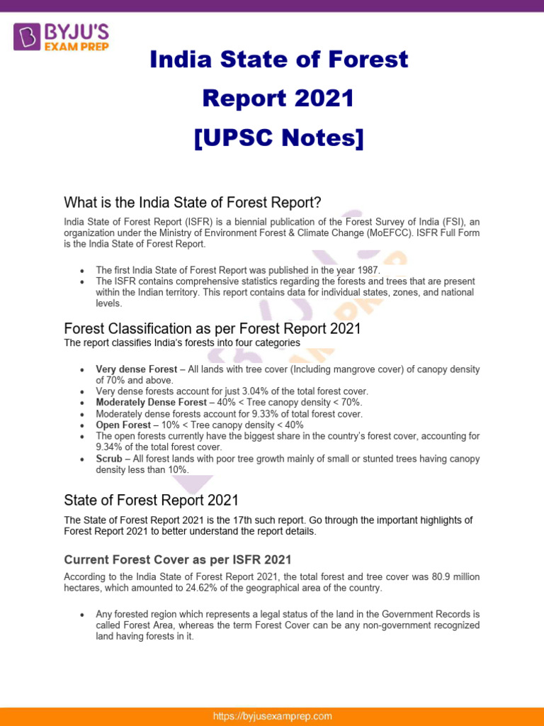 India State of Forest Report 2021 Upsc Notes 32 | Download Free PDF ...