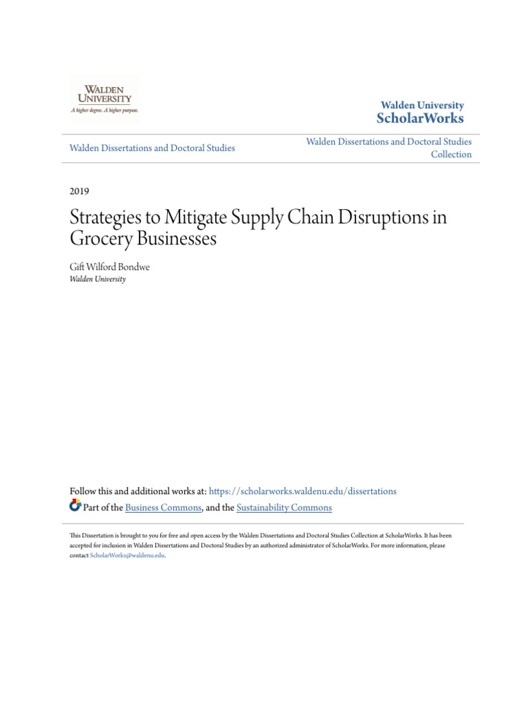 Strategies To Mitigate Supply Chain Disruptions in Grocery Business - Thesis VV IMP | PDF ...