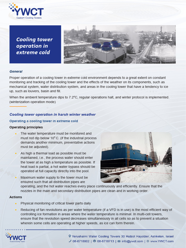 Cooling Tower Operation in Extreme Cold 2.2 | PDF | Water Heating | Water