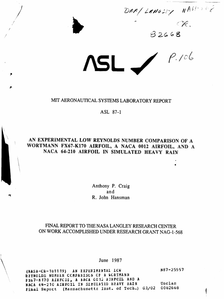 MIT Aeronautical Systems Laboratory Report ASL 87-1: Final | PDF ...