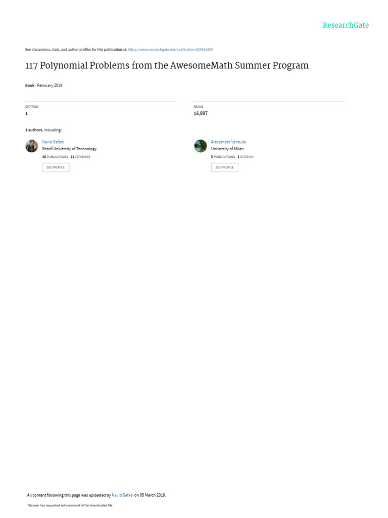 117 Polynomial Problems From Amsp Toc | PDF | Zero Of A Function | Polynomial