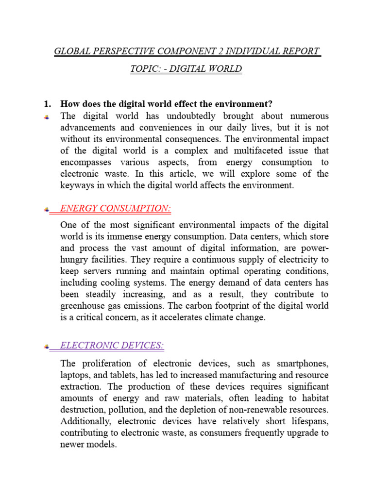 Digital World: Environmental Impact & Social Change | PDF | Electronic ...