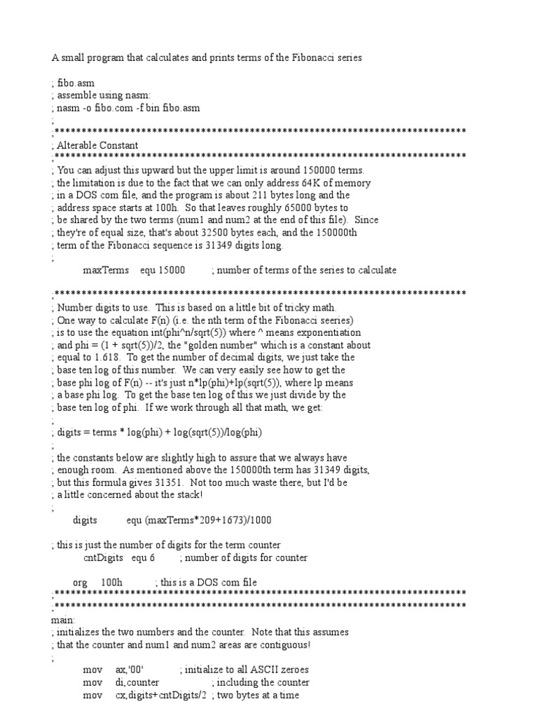 Assemble Fibonacci | PDF | Logarithm | String (Computer Science)
