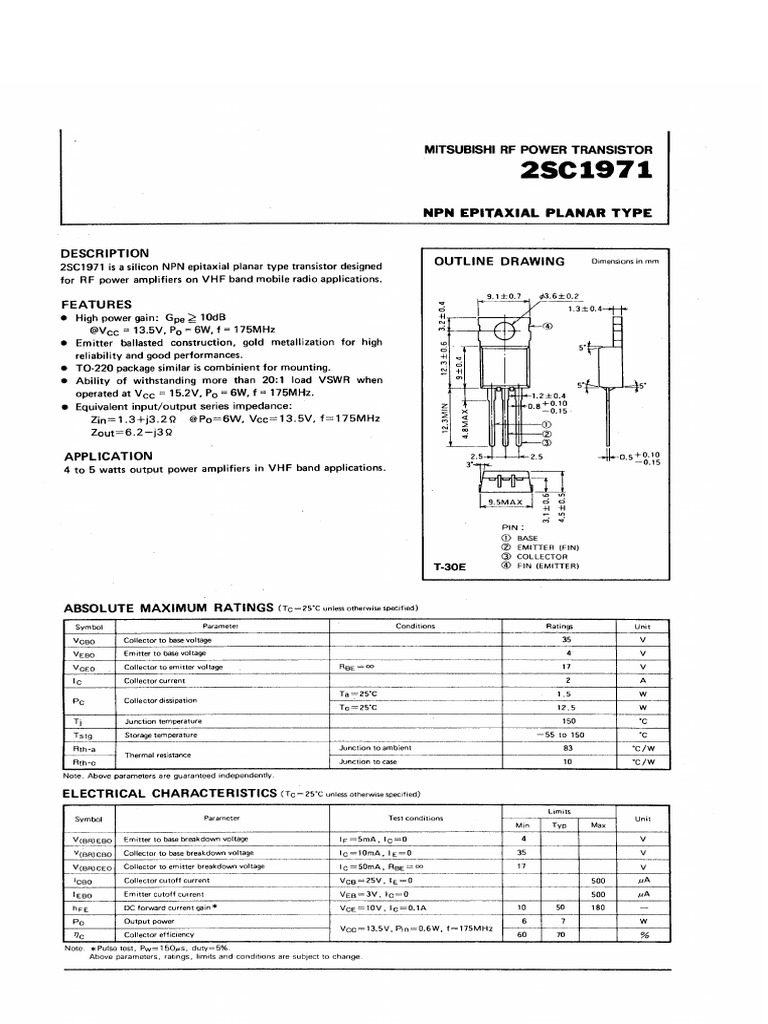 2sc1971 6 Watt | PDF