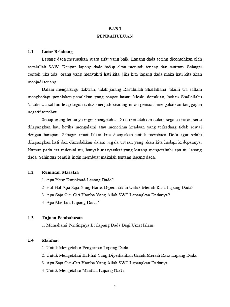 Pentingnya Lapang Dada dalam Islam | PDF