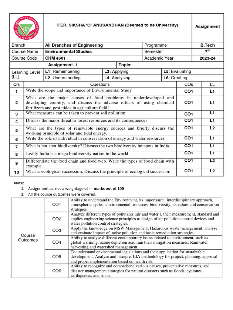 Assignment 1 | PDF | Air Pollution | Biodiversity