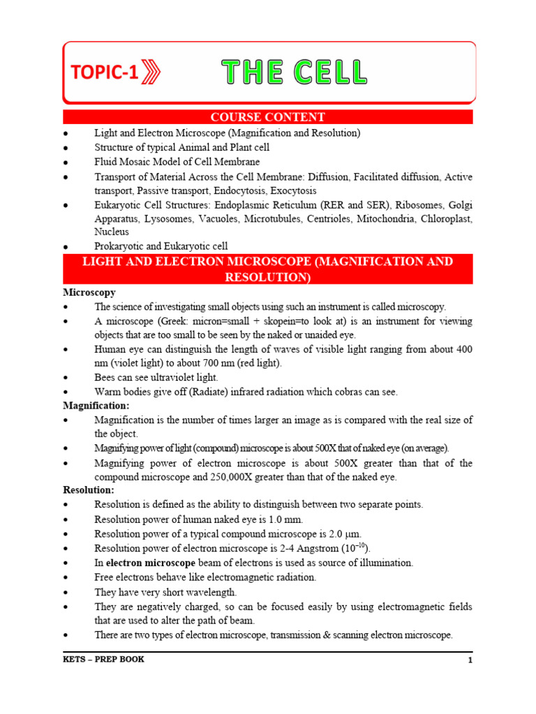 01 Topic-1 (The Cell) (1-15) | PDF | Cell Membrane | Cell Nucleus