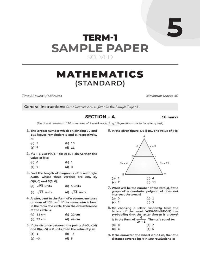 Fiitjee Entrance Sample Paper | PDF | Triangle | Area