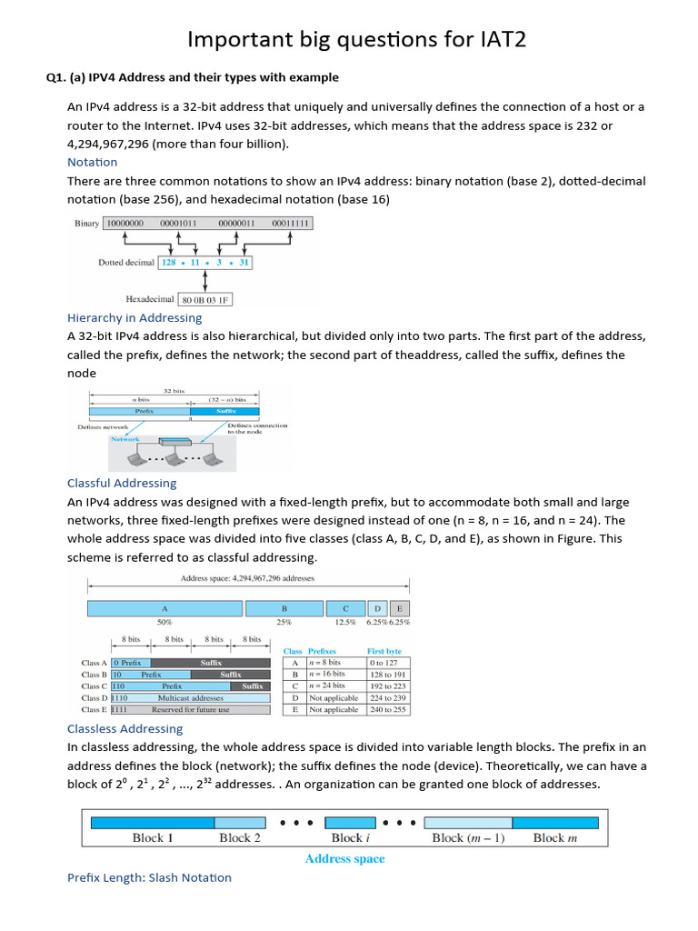 Important Big Questions For IAT2 | PDF | Transmission Control Protocol | Internet Protocols