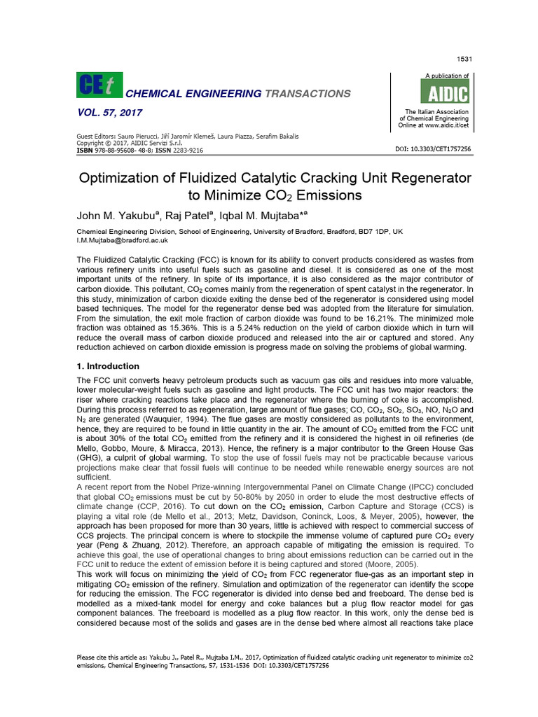 Optimization of Fluidized Catalytic Cracking Unit Regenerator To ...