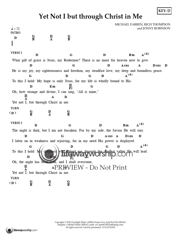 Yet Not I But Through Christ in Me | PDF | Song Structure | Copyright Law