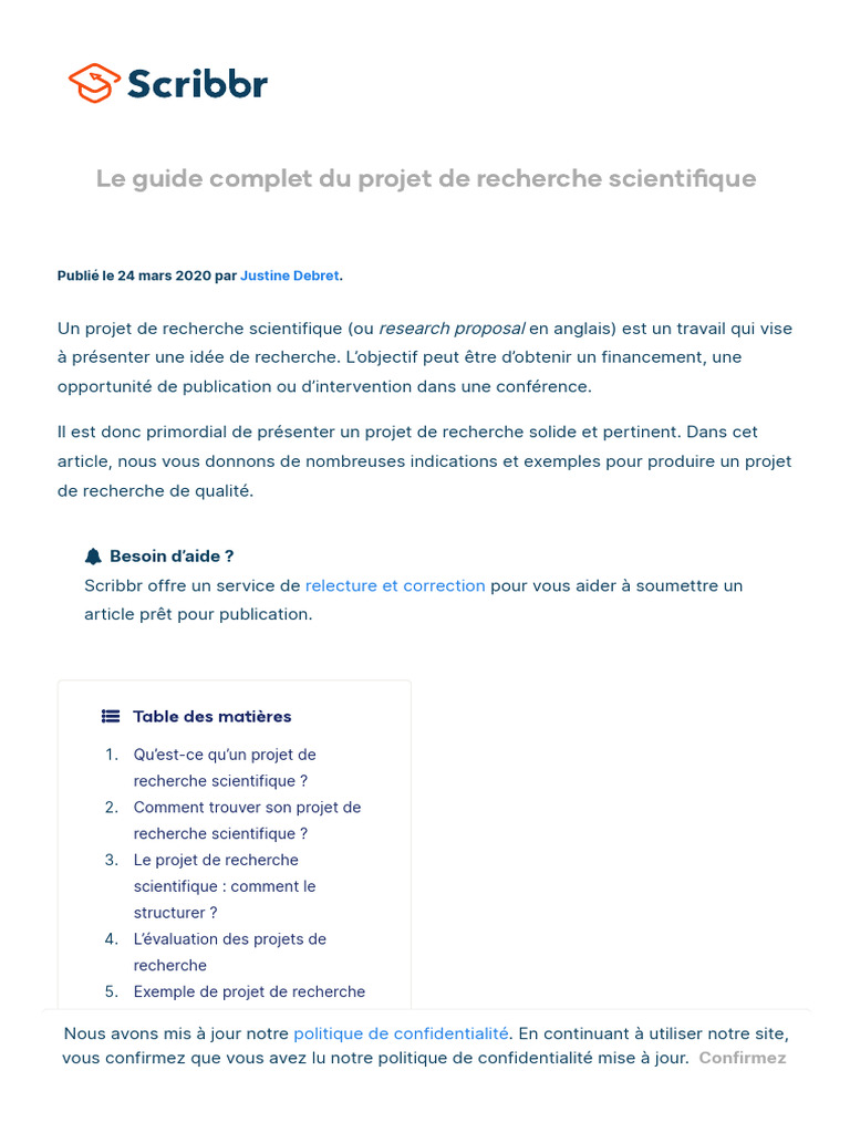 Guide du projet de recherche scientifique | PDF | Doctorat