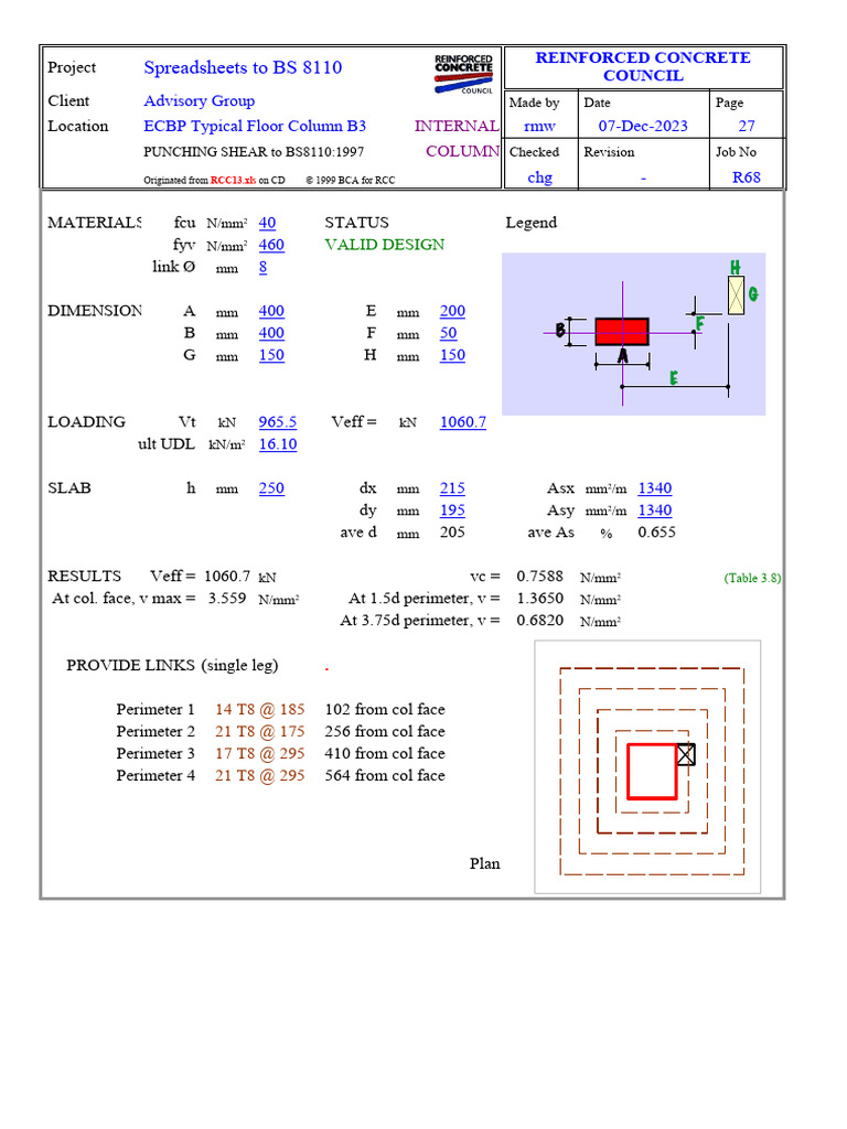 Punching Shear Calculations BS8110 | PDF | Civil Engineering ...