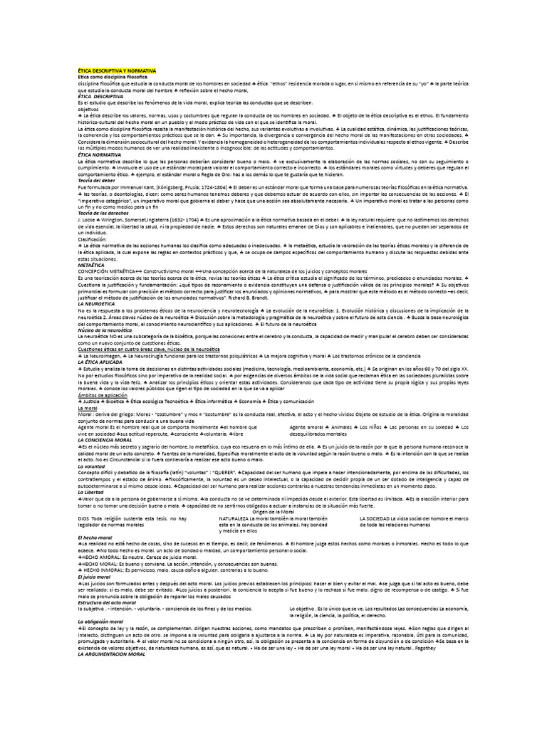 Ética: Descriptiva y Normativa | PDF | Moralidad | Virtud