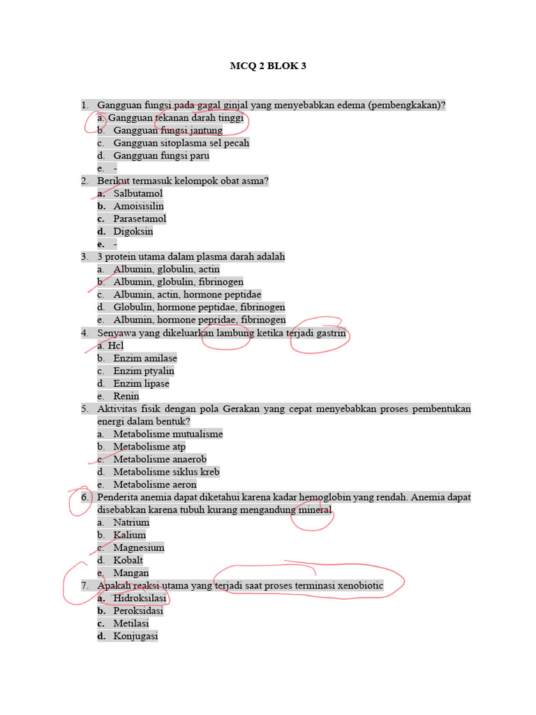 Latihan MCQ 2 Blok 3 | PDF | Kesehatan Holistik