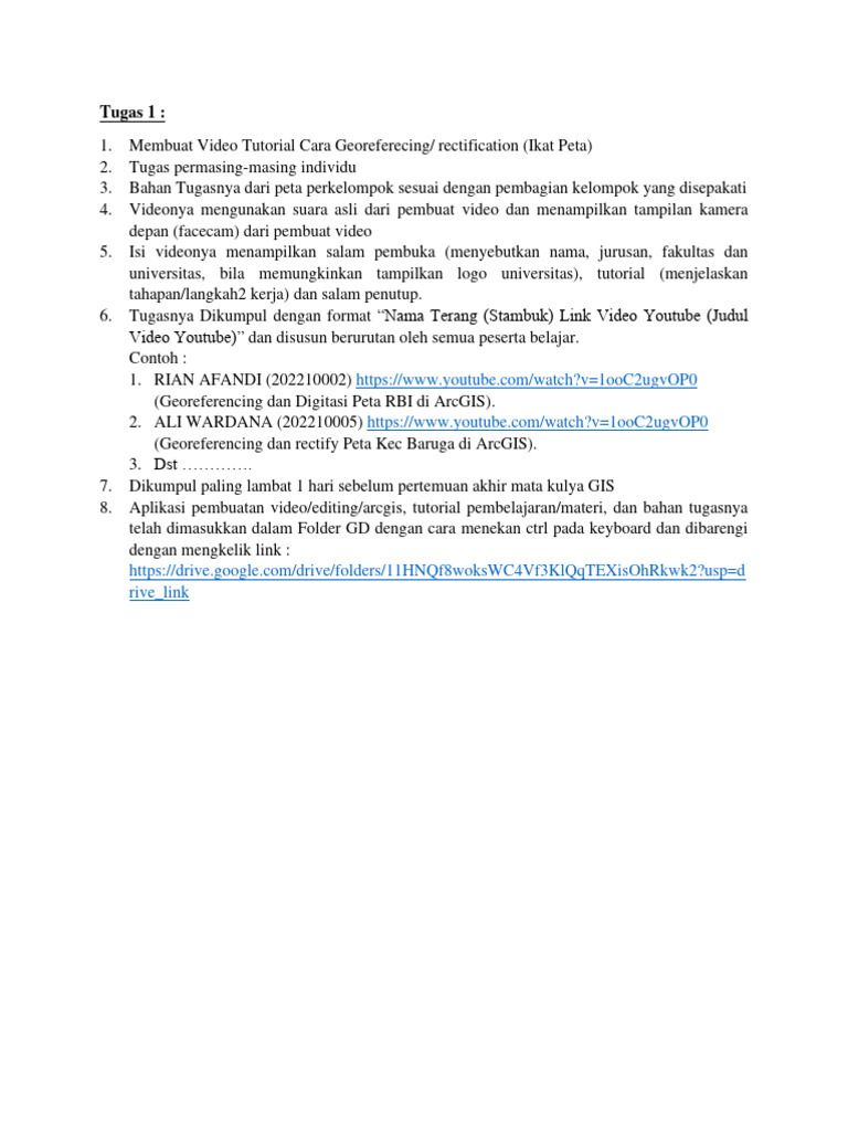 Tahapan Pengerjaan Tugas 1 GIS (06112023) | PDF