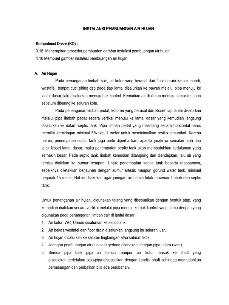 Instalasi Pembuangan Air Hujan | PDF