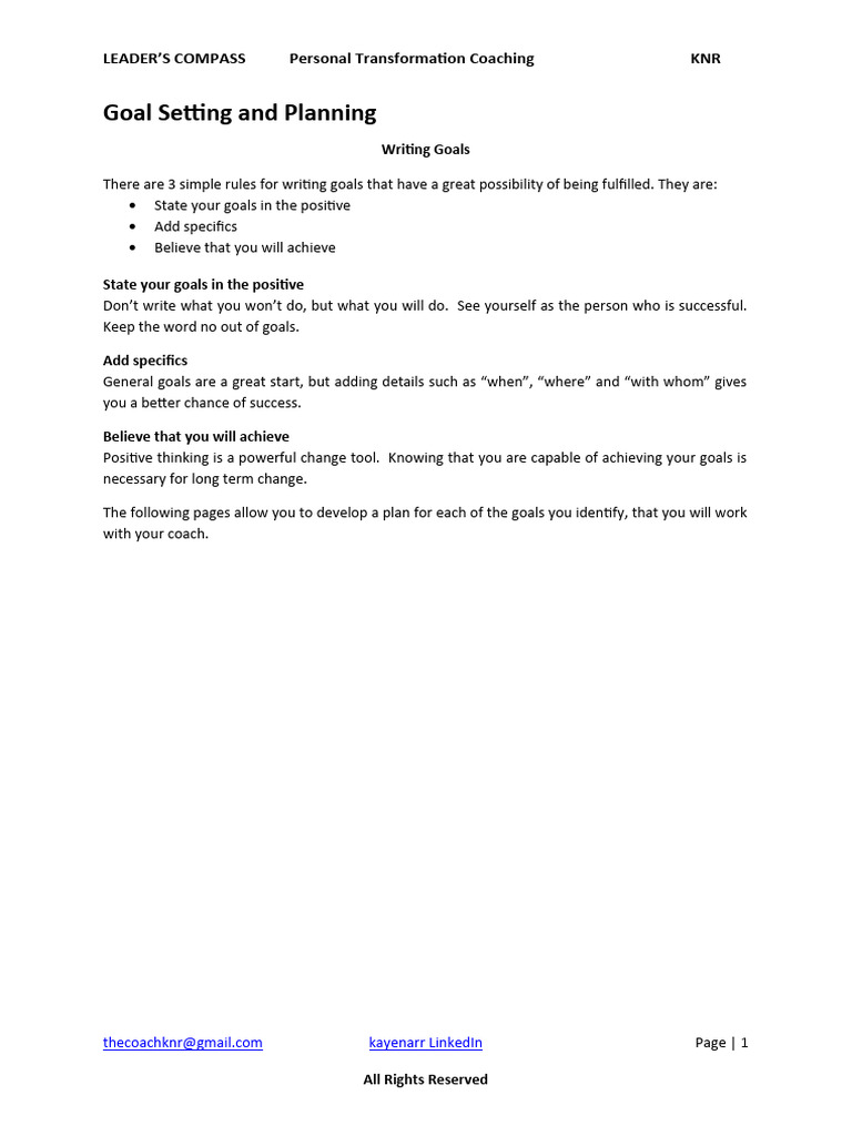Goal Setting and Planning | PDF | Goal | Goal Setting