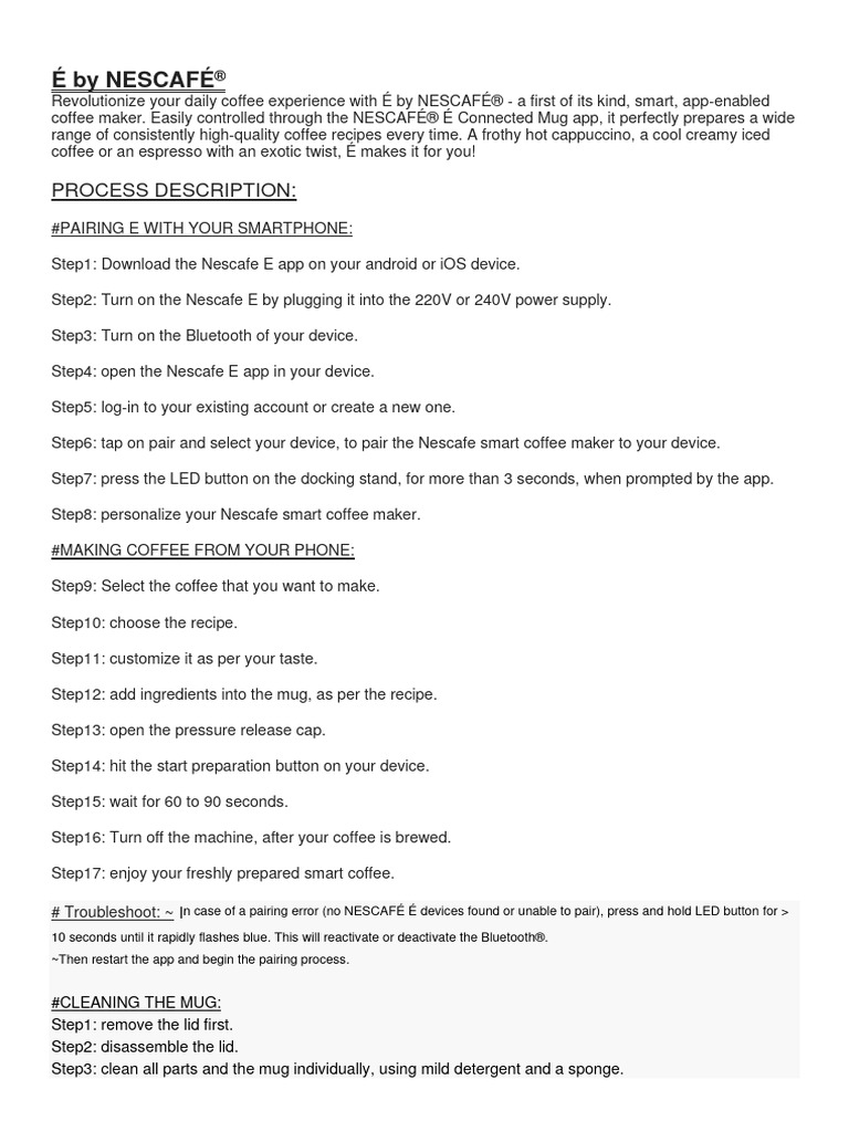 Nescafe E coffee maker | PDF