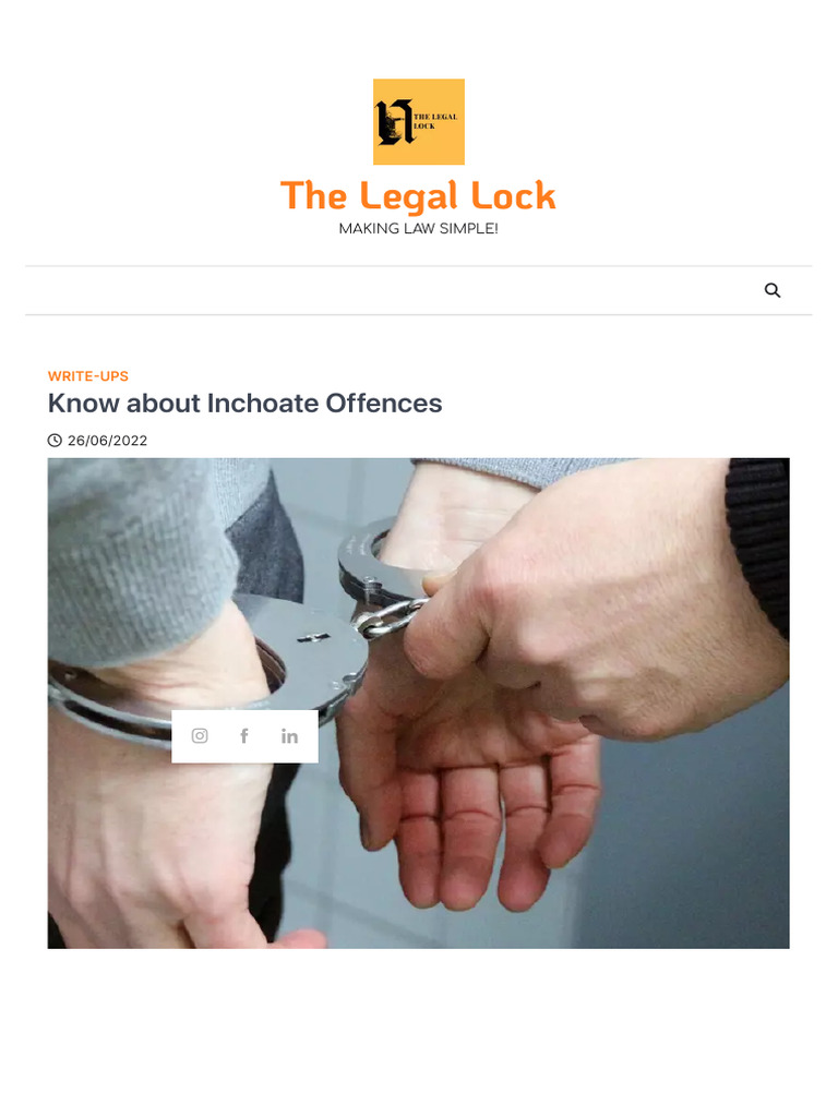 Inchoate Offences | PDF | Crimes | Crime & Violence