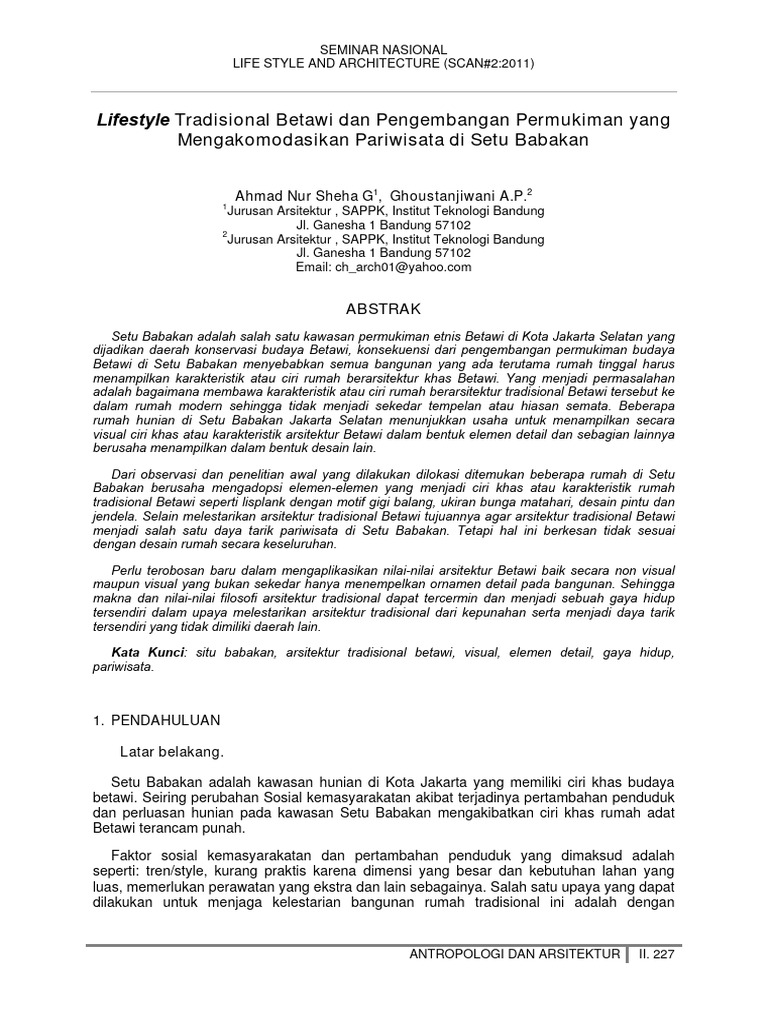 Arsitektur Tradisional Betawi di Setu Babakan | PDF