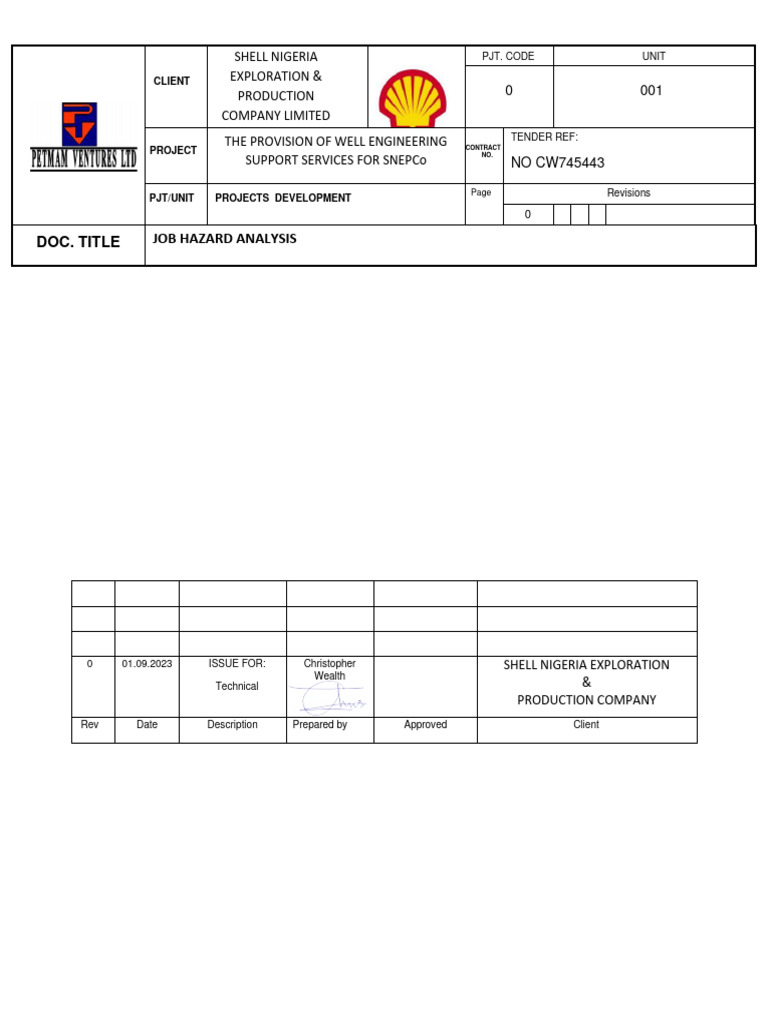 Section 6.1.1 - Contract HSE Specific JHA | Download Free PDF ... Section 6.1.1 - Contract HSE Specific JHA | Download Free PDF ...