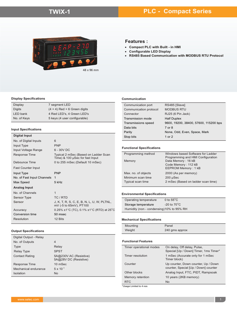 TWIX-1_Datasheet | PDF | Programmable Logic Controller | Relay