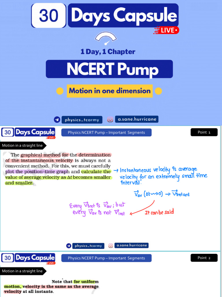 NCERT Pump - Motion in 1D | PDF | Physical Sciences | Physical Quantities