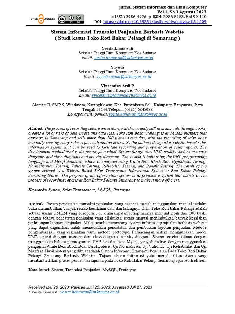 Sistem Informasi Transaksi Penjualan Berbasis Website (Studi Kasus Toko Roti Bakar Pelangi Di ...
