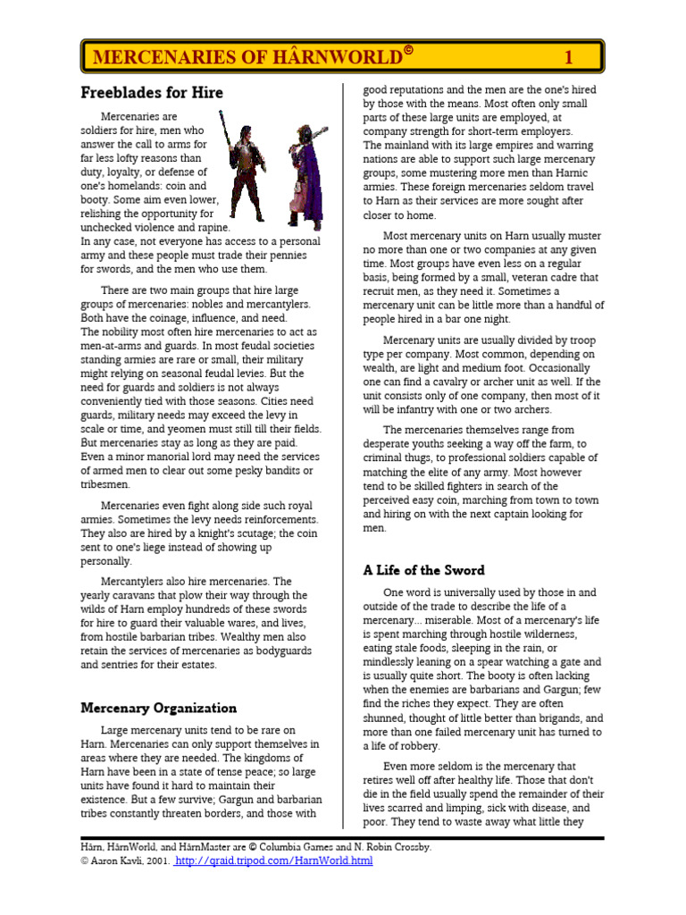 Mercenaries in Hârn: Roles and Ranks | PDF | Army | Military Rank