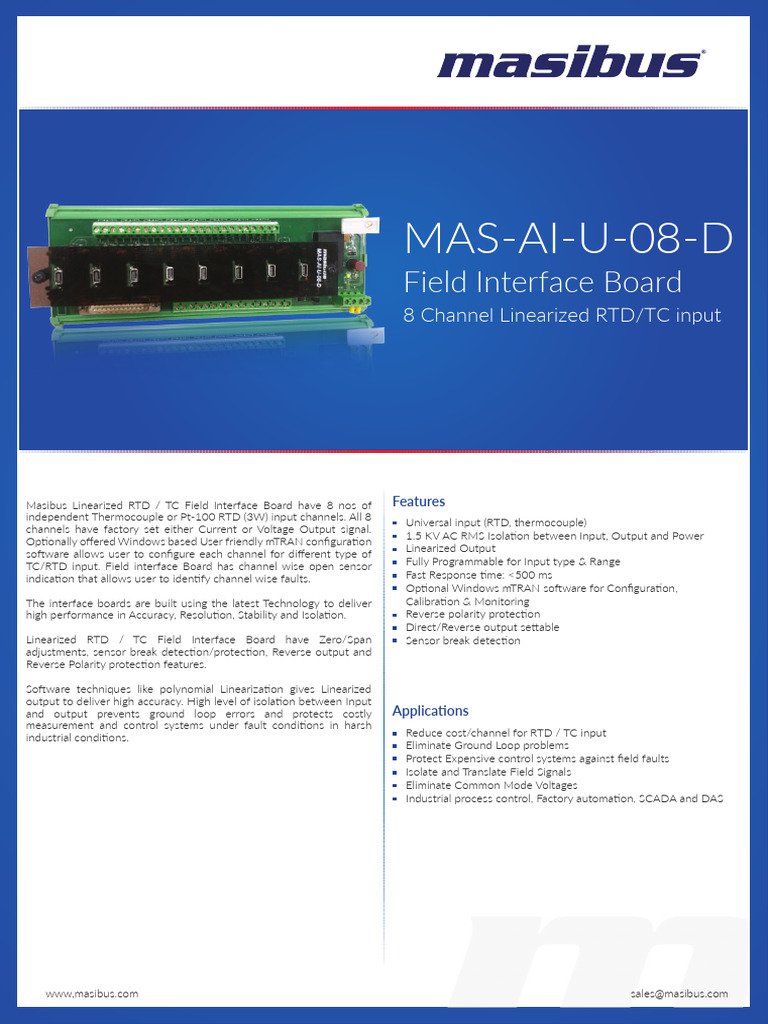 8-Channel RTD/TC Interface Board | PDF | Electrical Connector | Power ...