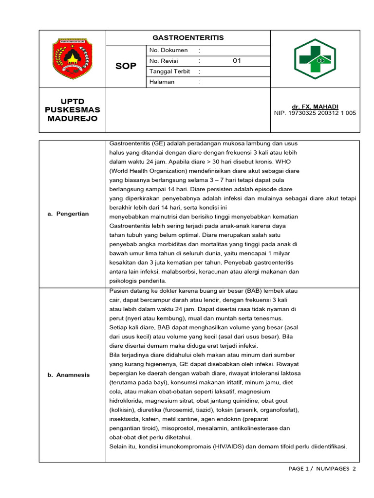 Sop PPK Gastroenteritis | PDF | Kesehatan Holistik