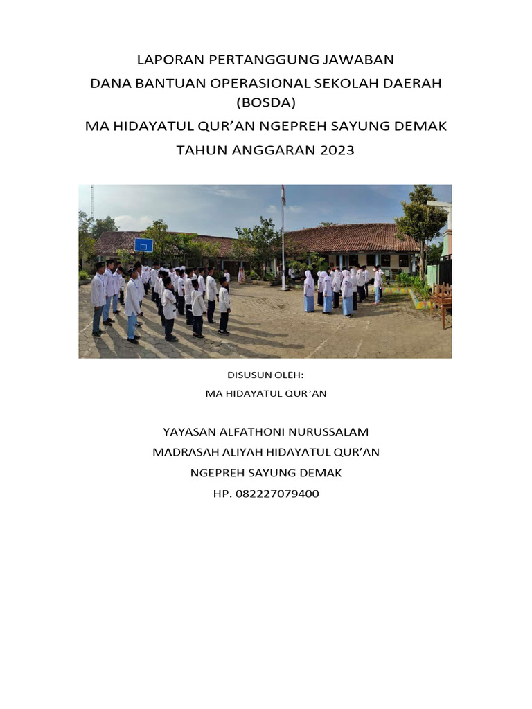 Laporan Penggunaan Dana BOSDA 2023 MAHIRA | PDF