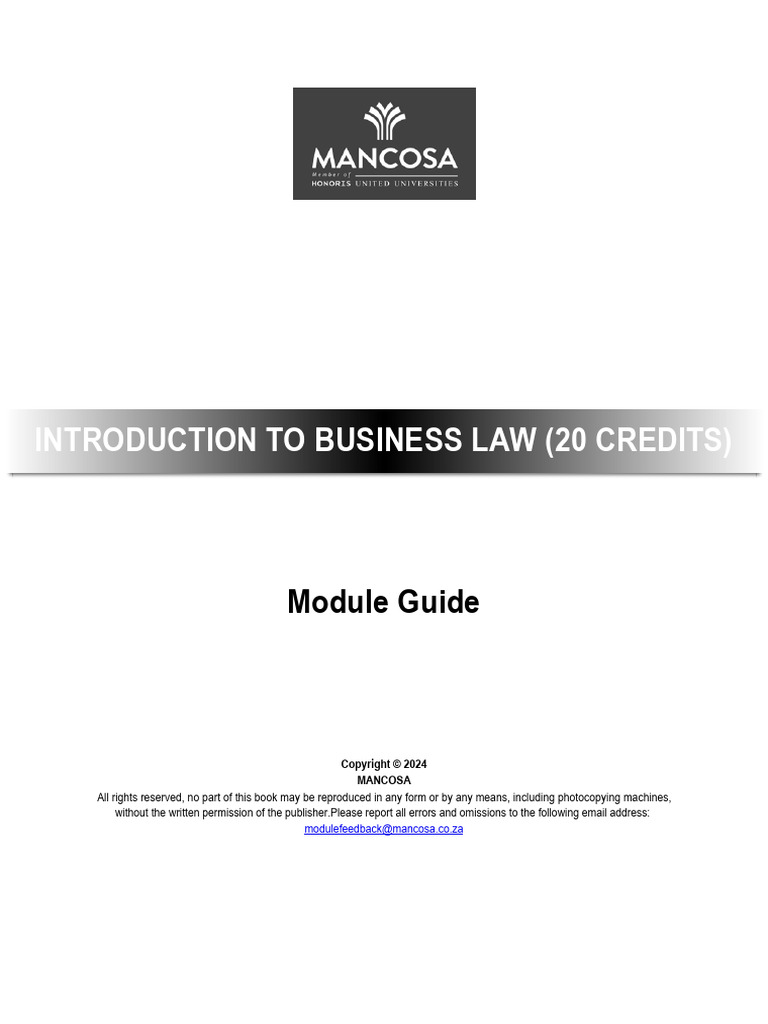 Generic - Introduction To Business Law (20 Credits) | PDF | Separation ...
