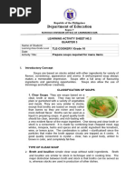 COOKERY 10 Quarter 3 LAS Number 2 | PDF | Stock (Food) | Soup