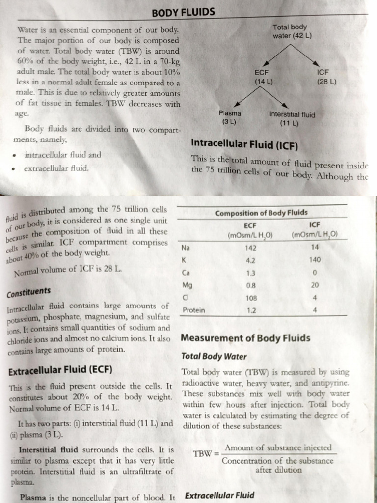General Physiology - (Body Fluid Compartments) | PDF