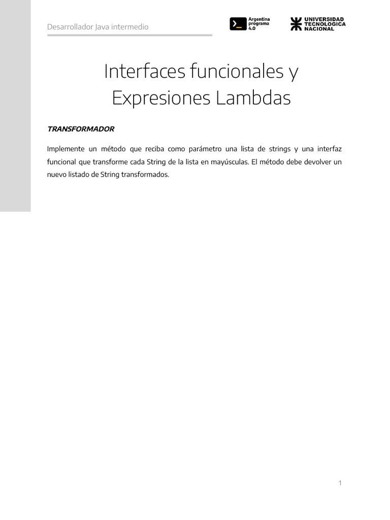 ACT-Clase 2 - Interfaces funcionales y Expresiones Lambdas | PDF ACT-Clase 2 - Interfaces funcionales y Expresiones Lambdas | PDF