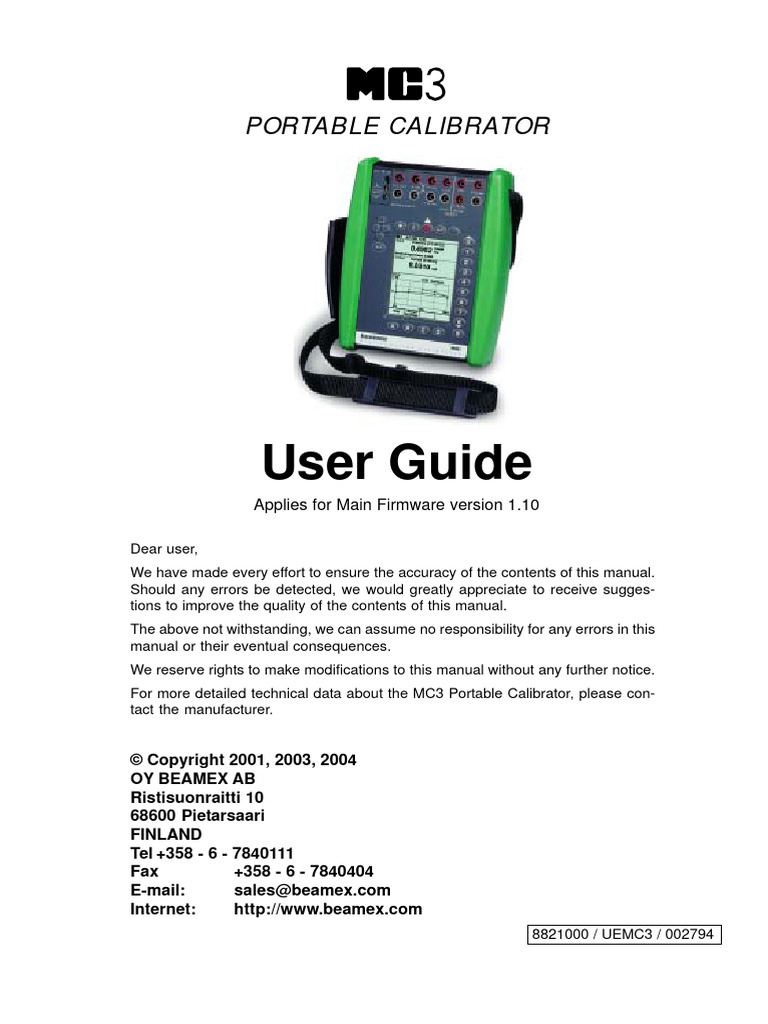 Beamex MC3 Manual ENG | Download Free PDF | Battery Charger | Rechargeable Battery
