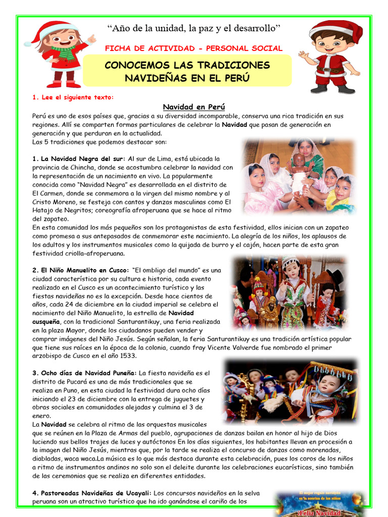 FICHA-MART-PS-CONOCEMOS LAS TRADICIONES NAVIDEÑAS EN EL PERÚ | PDF ...