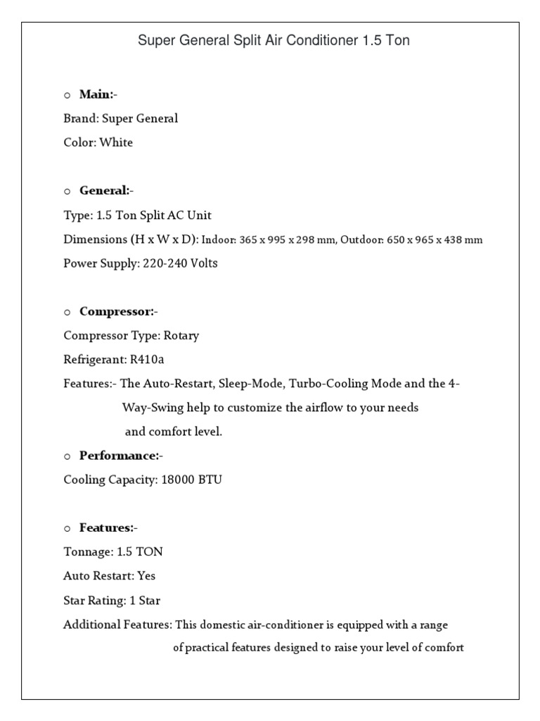 Super General Data Sheet | PDF